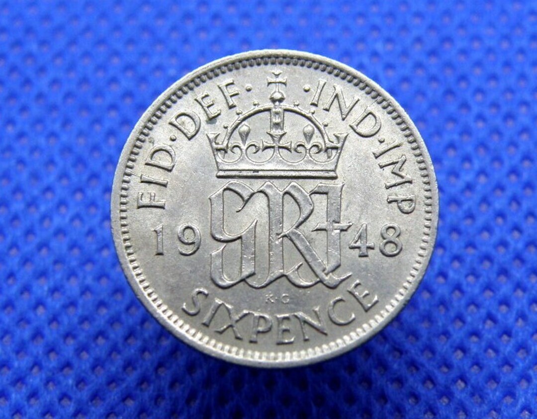 1948 SIXPENCE COIN - British 6d Coin. King George VI - Lucky Christmas ...
