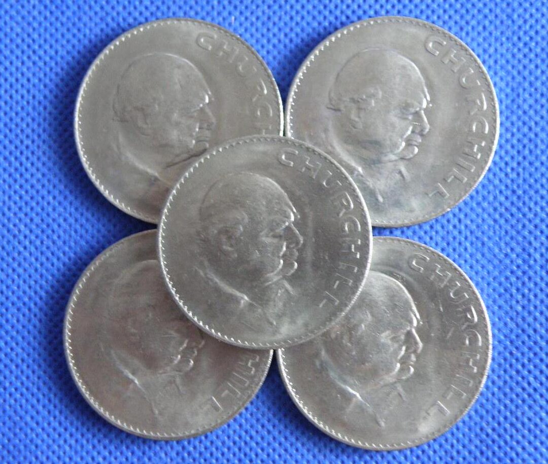 1965 Churchill Crown Coins - British Five Shillings - 5x Large Winston ...