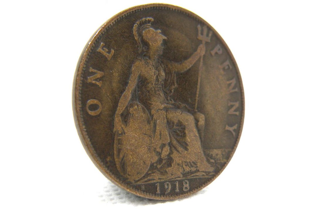 British 1918 'H' PENNY COIN With Heaton Mint Mark - King George V ...