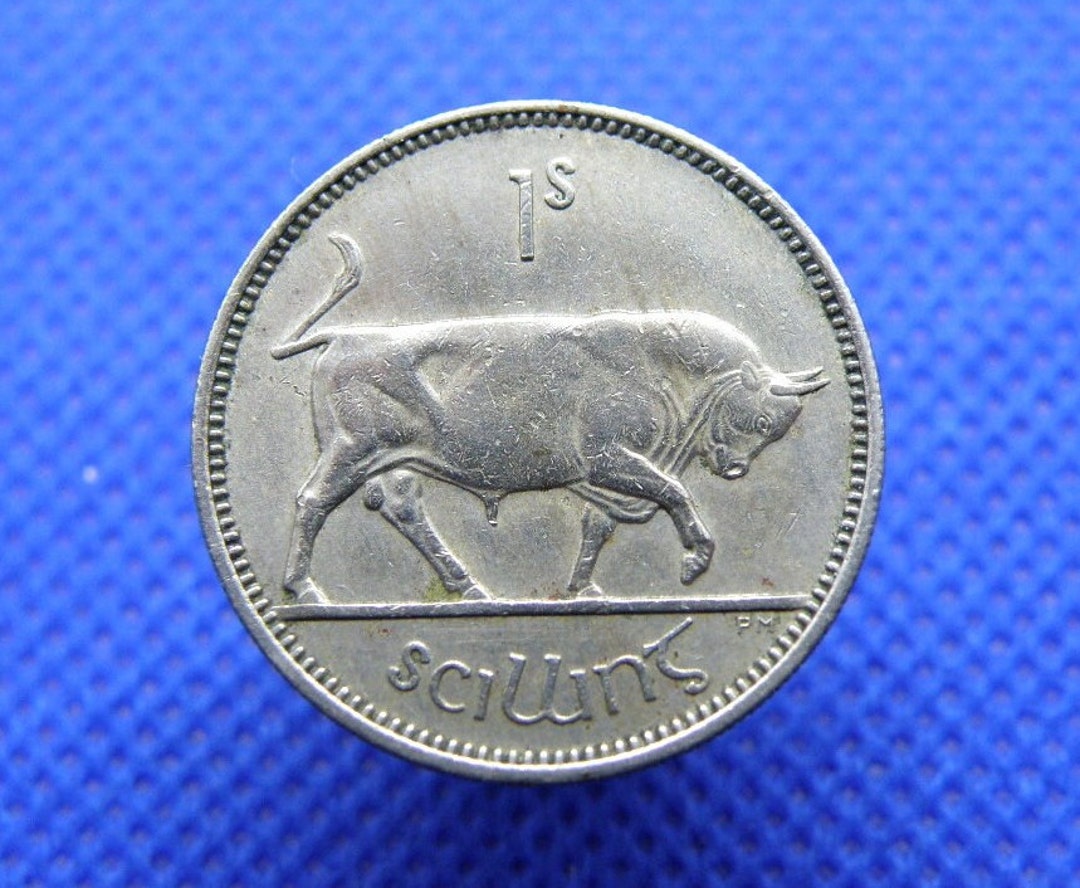 1951 IRELAND / EIRE SHILLING Coin - One Shilling 1/- Coin. Bull Butting ...
