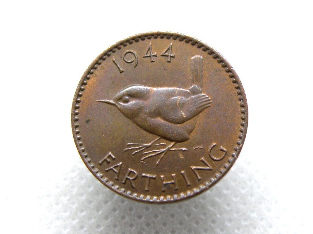 1944 British Farthing Coin: King George VI Wren Bird Bronze Penny - Etsy