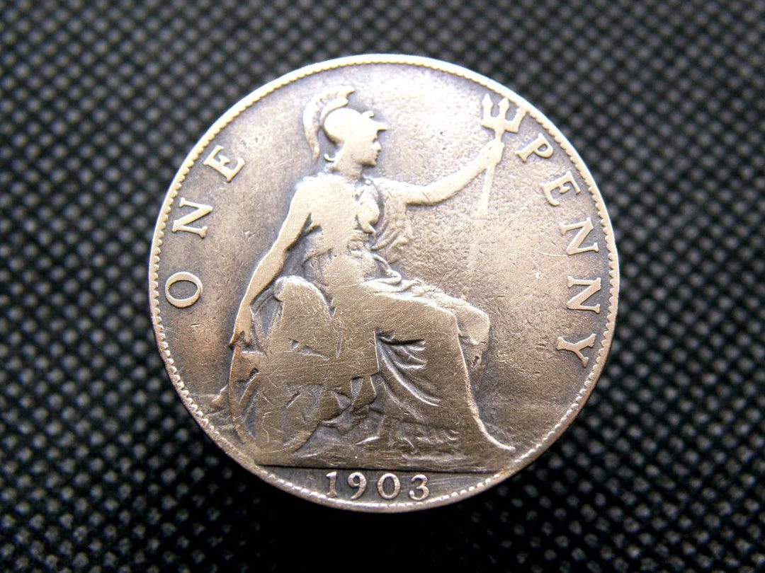 1903 PENNY COIN - King Edward VII - Genuine British Old One Penny Coin ...