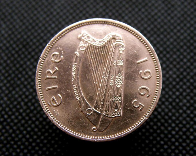 1965 IRISH PENNY COIN - Bronze 1d - Hen & Chicks / Harp Design ...