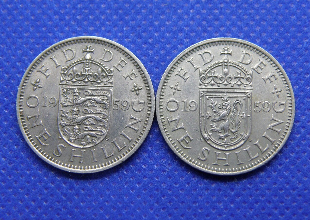 1959 Birthday SHILLING COINS - English & Scottish Designs - Genuine ...
