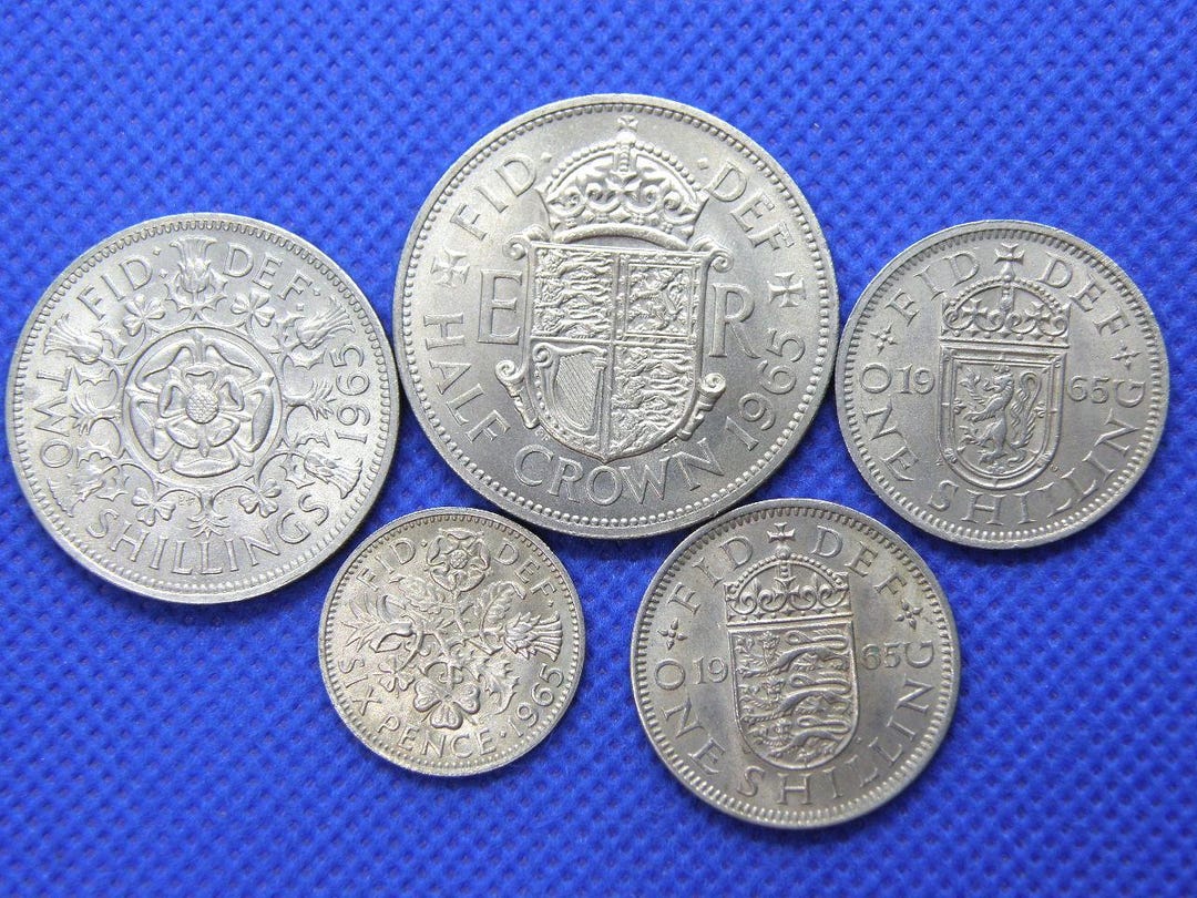 1965 BIRTHDAY COIN SET - Genuine British Florin Shillings & Sixpence ...