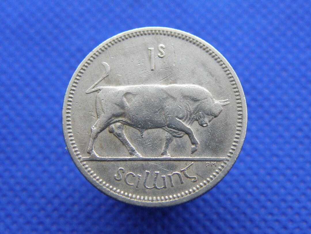 IRELAND / EIRE 60th Birthday 1964 SHILLING Coin Bull Butting & Harp ...