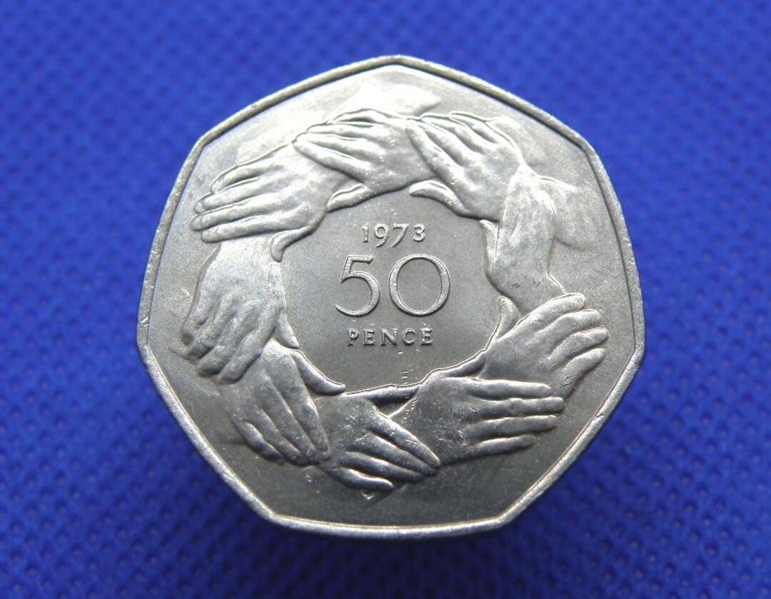 1973 E.E.C. 'HANDS' FIFTY PENCE Coin - European Economic Community ...