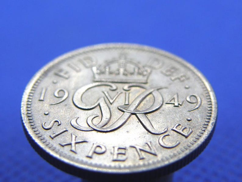 1949 SIXPENCE COIN - British 6d Coin - King George VI - Lucky Sixpence ...