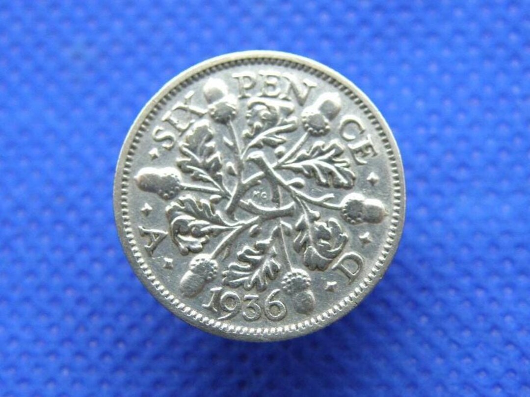 SILVER 1936 SIXPENCE COIN - British 6d - King George V - Genuine ...
