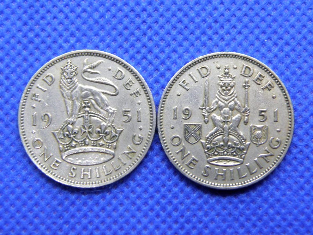 1951 Birthday SHILLING COINS - English & Scottish Designs - British ...