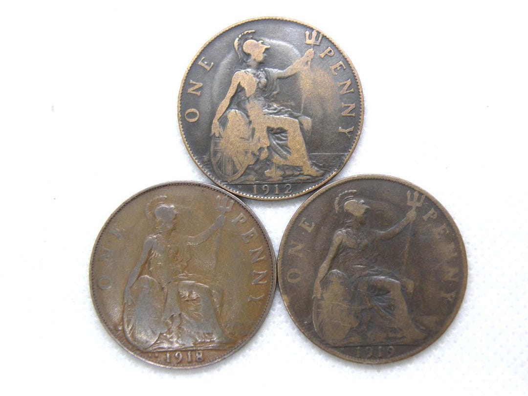 1912 'H', 1918 'KN' & 1919 'H' PENNY COINS - Heaton Mint / Kings Norton ...