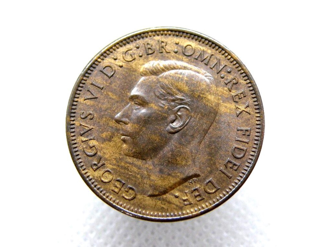 1949 British HALFPENNY COIN - King George VI - Original Bronze Coin ...