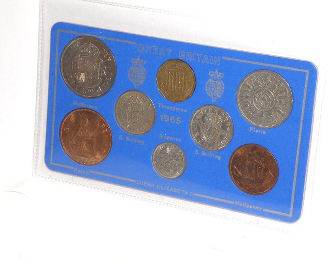 1965 60th BIRTHDAY COIN SET - Halfcrown Florin Shillings Sixpence ...