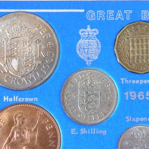 1965 60th BIRTHDAY COIN SET - Halfcrown Florin Shillings Sixpence ...
