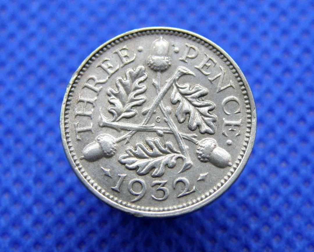 1932 THREEPENCE SILVER COIN British Silver 3d King George V Genuine ...