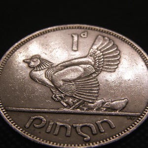 1965 IRISH PENNY COIN Bronze 1d Coin Hen & Chicks / Harp Design Ireland ...