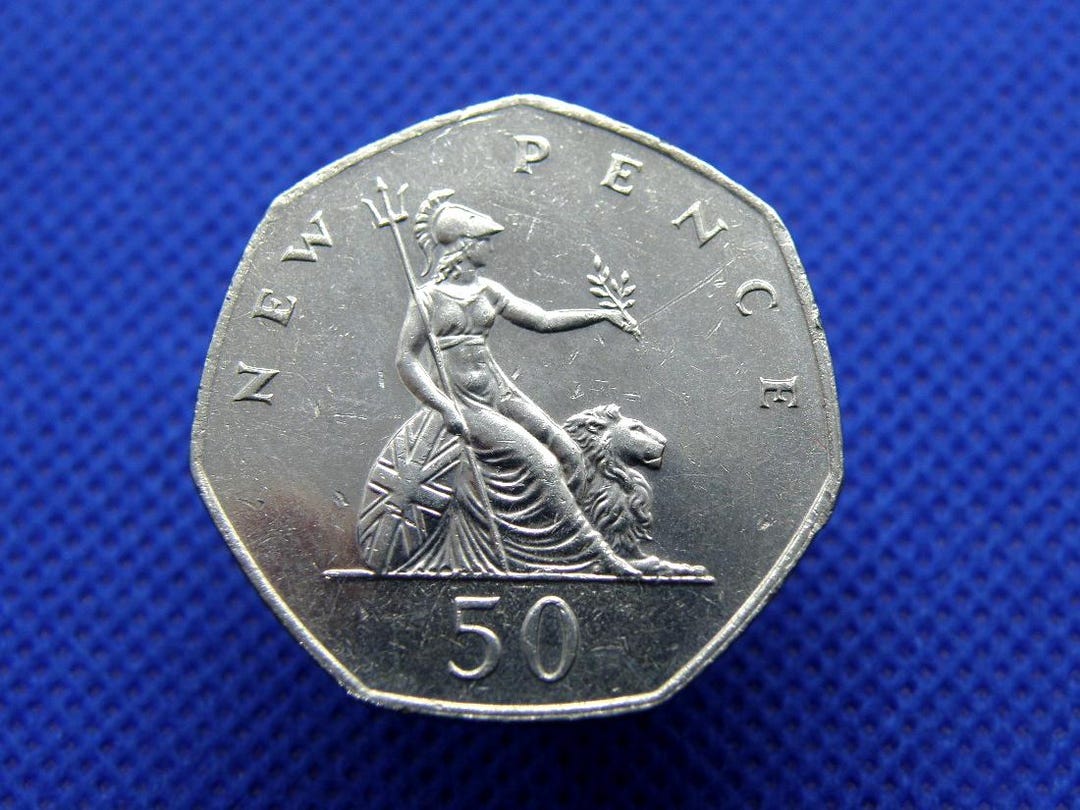 1980 FIFTY PENCE COIN - Queen Elizabeth I.I. - Original Vintage Large ...