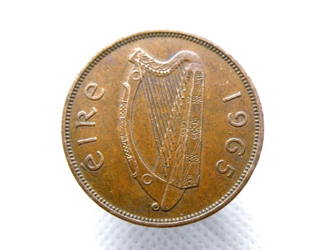 1965 IRISH PENNY COIN - Ireland / Eire Coin - Cockerel & Irish Harp ...