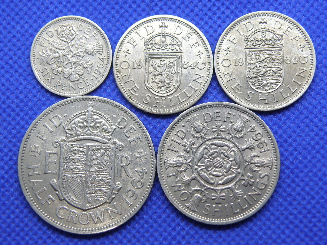60th BIRTHDAY 1964 COIN GROUP Halfcrown Florin Shillings & Sixpence Pre ...