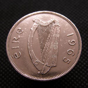 1965 IRISH PENNY COIN Bronze 1d Coin Hen & Chicks / Harp Design Ireland ...
