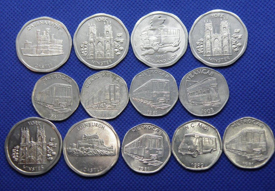 Vintage BRITISH TRANSPORT TOKENS - 13 X Aluminium Token Coins - Various ...