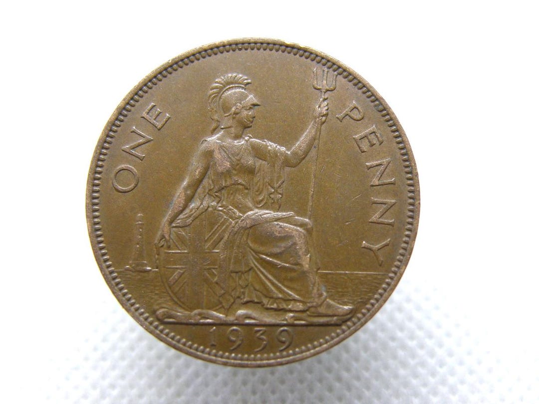1939 BRITISH PENNY COIN - King George V.I. - Bronze - Large Old 1d Coin ...