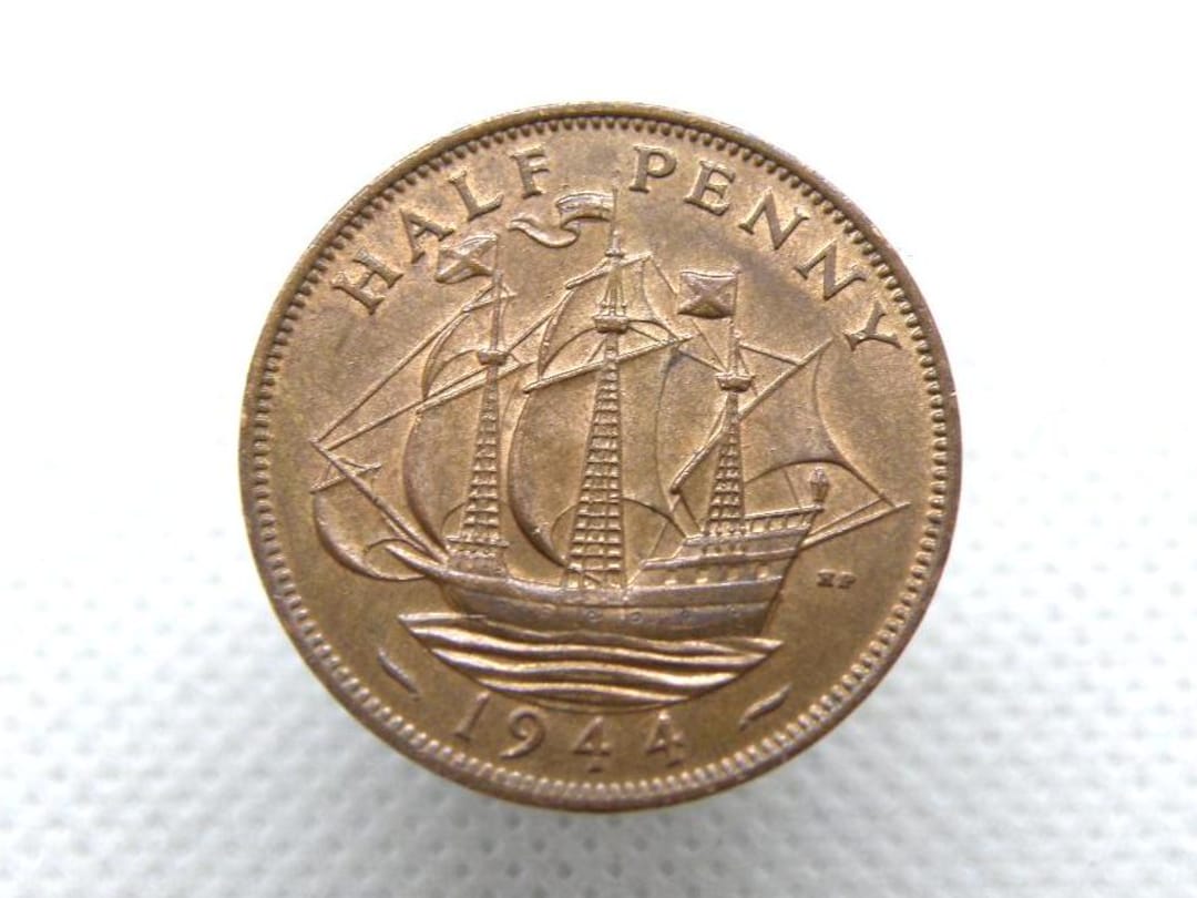 1944 HALFPENNY COIN - 80th Birthday Coin - King George VI - Bronze 1/2d ...