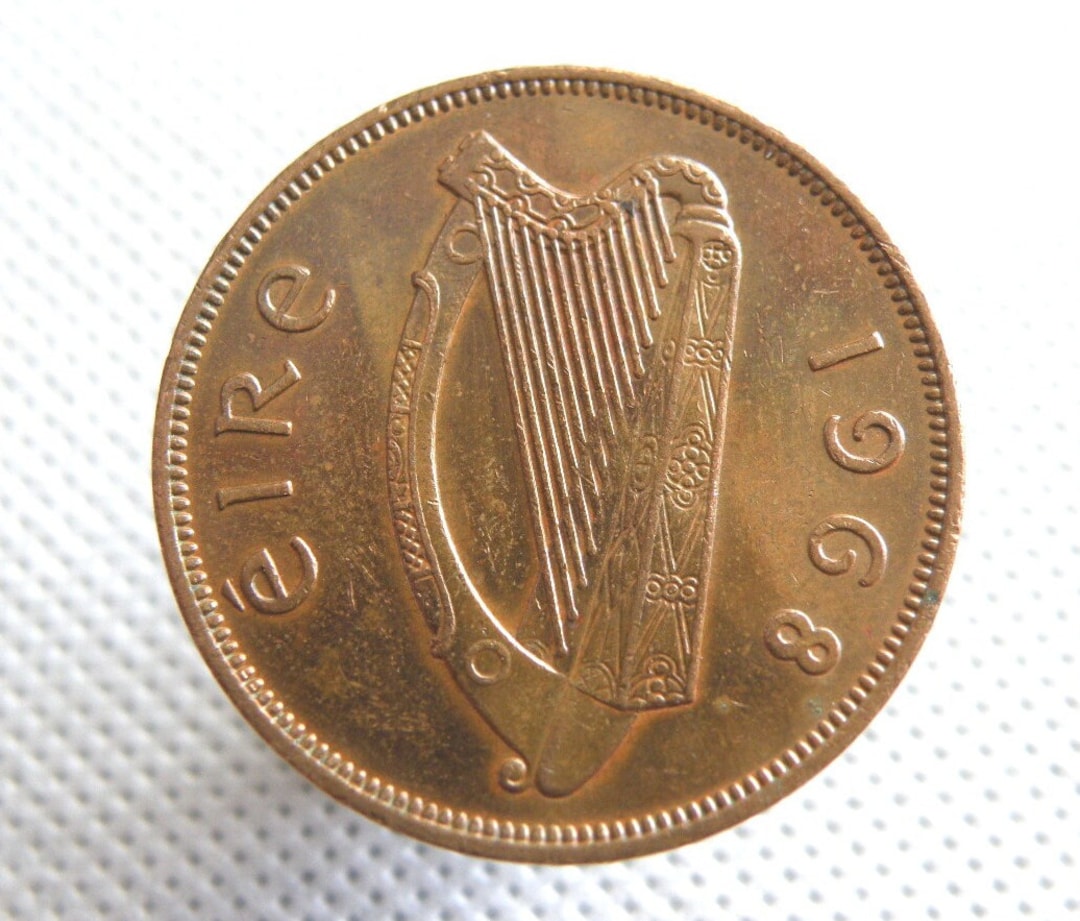 1968 IRISH PENNY COIN - Ireland / Eire Coin - Cockerel & Irish Harp ...