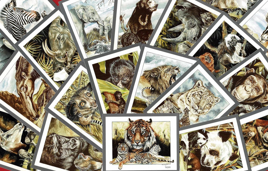 ENDANGERED WILD ANIMALS - Excellent Trade Card Set - Animals in Danger ...