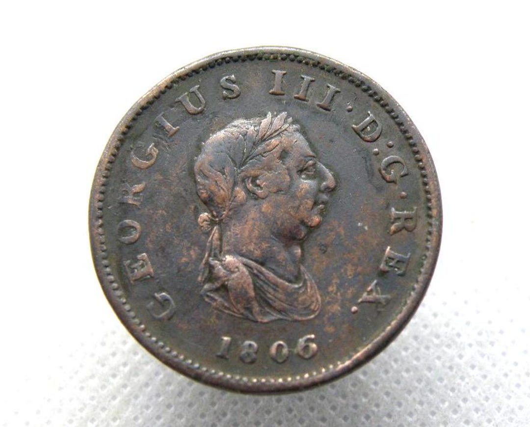 1806 HALFPENNY COIN Genuine Original Copper 1/2d Coin. King George III ...