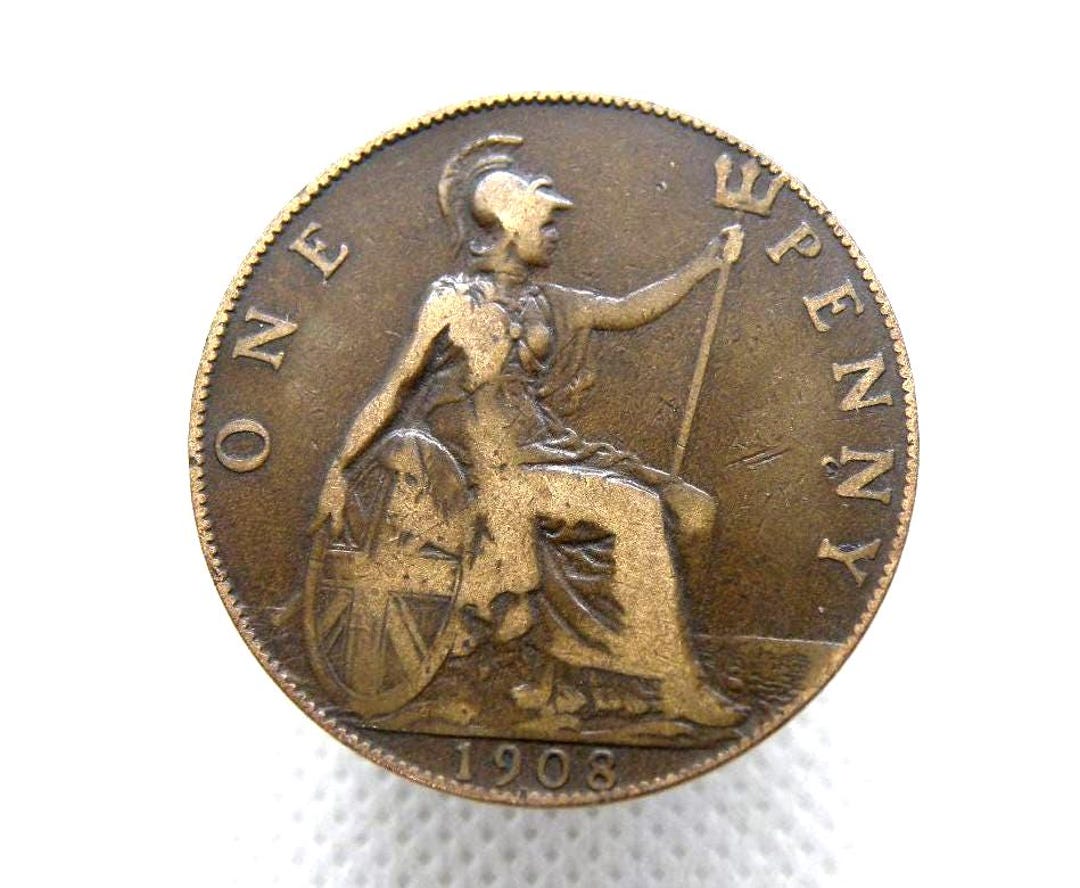 1908 PENNY COIN - King Edward VII - Bronze - Large One Penny Coin ...