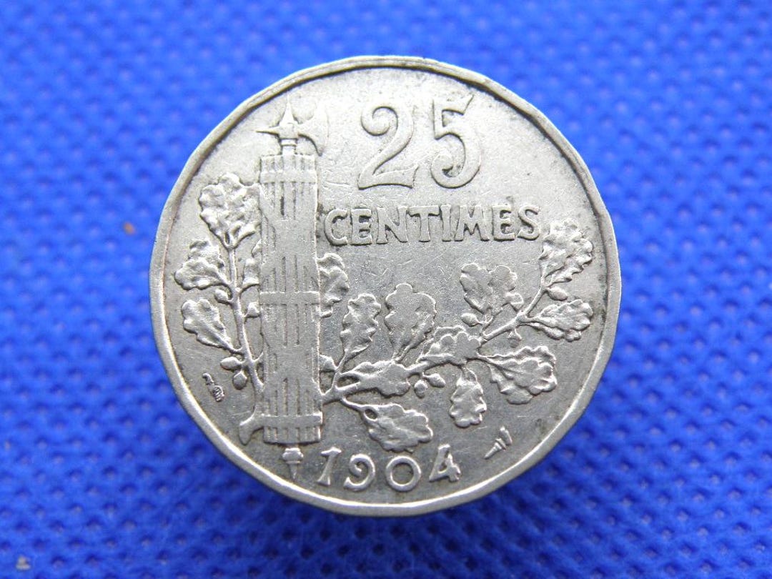 FRANCE 1904 COIN 25 Centimes Coin Oak Leaves Genuine European Pre-world ...