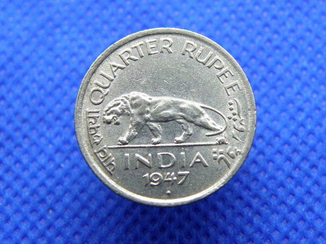 INDIA 1947 QUARTER RUPEE Coin King George V.I. King and Emperor Genuine ...