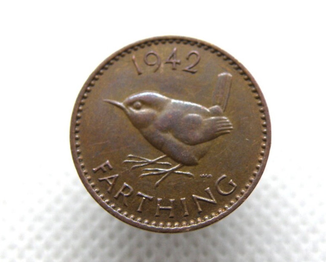 1942 FARTHING COIN - Genuine British 1/4 Penny Coin - King George VI ...