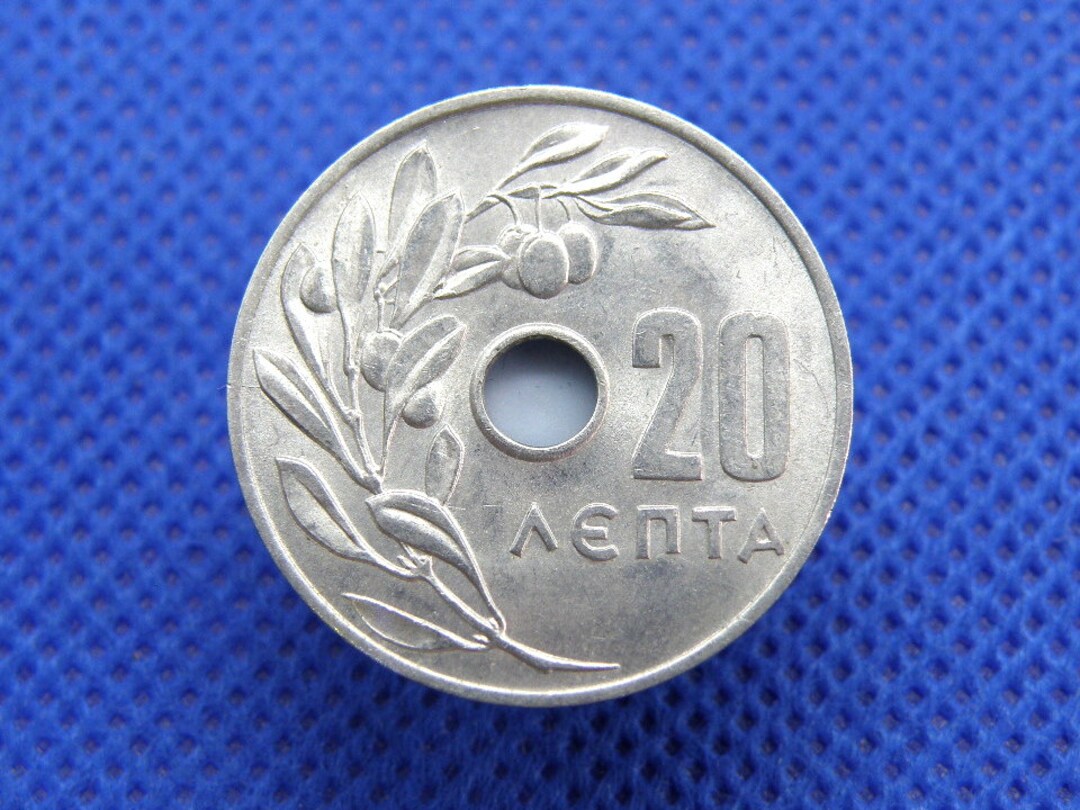 1966 GREECE COIN - 20 LEPTA - King Constantine I.I. - Genuine Vintage ...