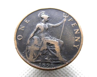 1899 OLD PENNY COIN - Victorian Bronze One Penny Coin - Queen Victoria ...