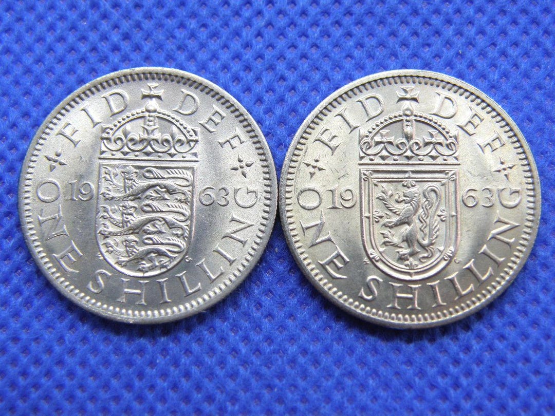 1963 Birthday SHILLING COINS - English & Scottish Designs - Genuine ...