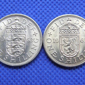 1963 Birthday SHILLING COINS - English & Scottish Designs - Genuine ...