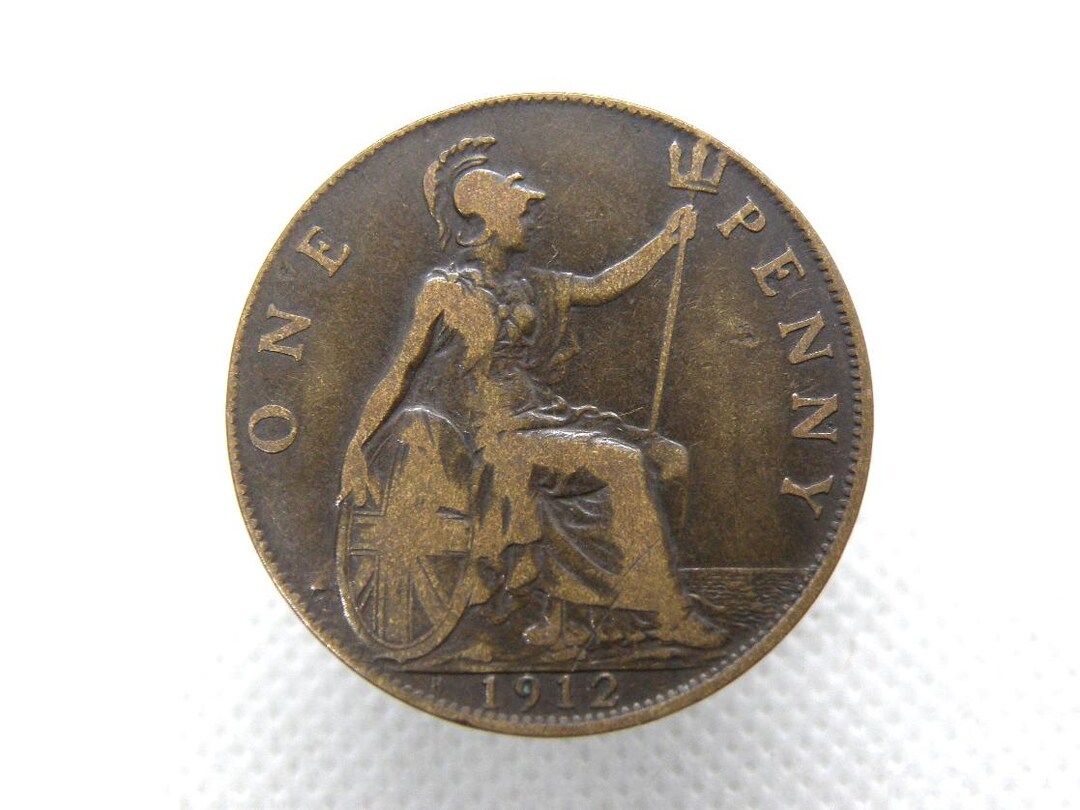 1912 'H' PENNY COIN With Heaton Mint Mark - King George V - Bronze ...