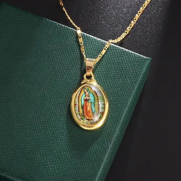 Mexican Virgin Mary Necklace - Etsy