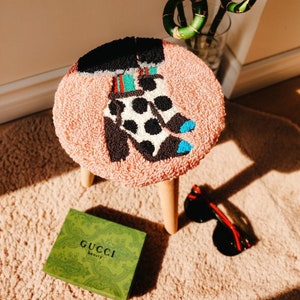 Pink Designer Chair Like a Gucci Craft Punchneedle Stool Fashion Style ...