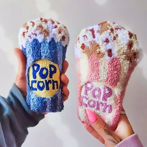 POP CORN TOY Two New Colours Pink and Blue Fluffy Punch Needle Popcorn ...