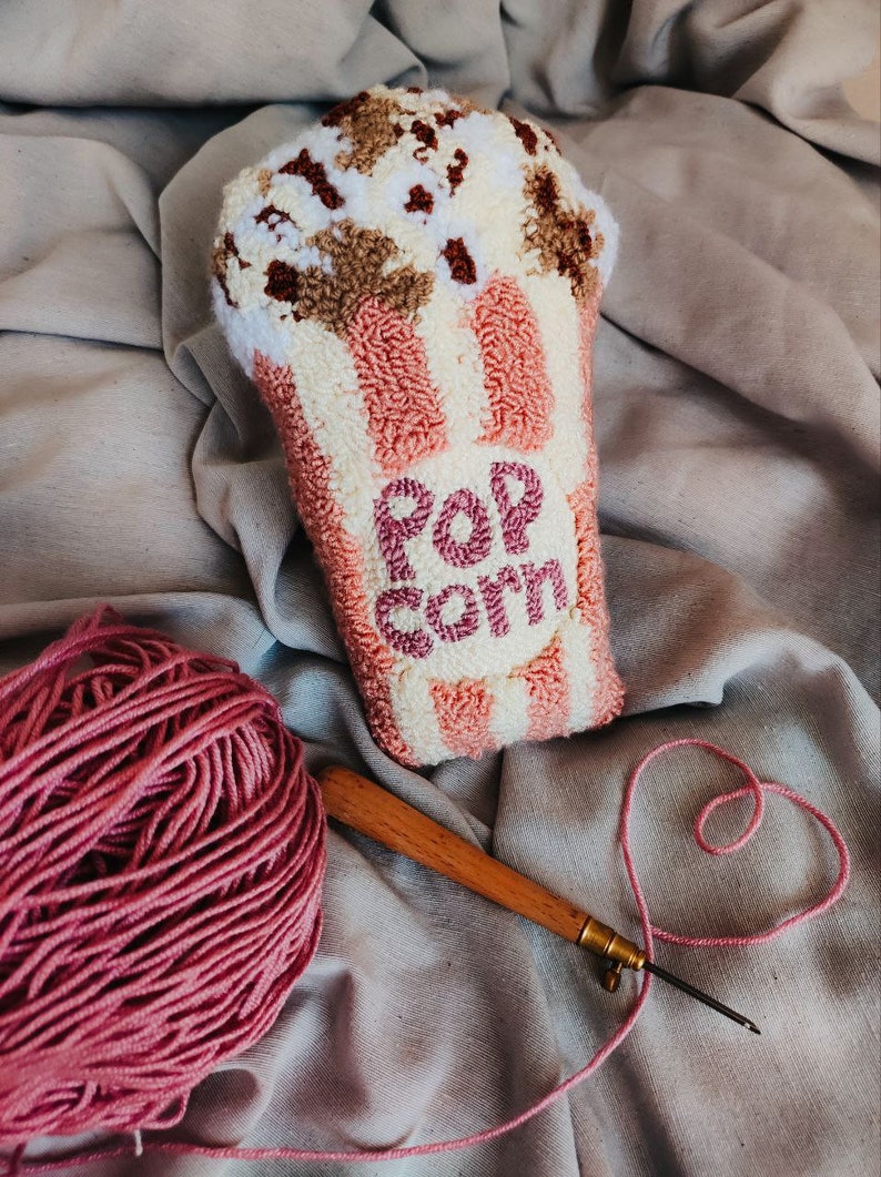 POP CORN TOY Two New Colours Pink and Blue Fluffy Punch Needle Popcorn ...