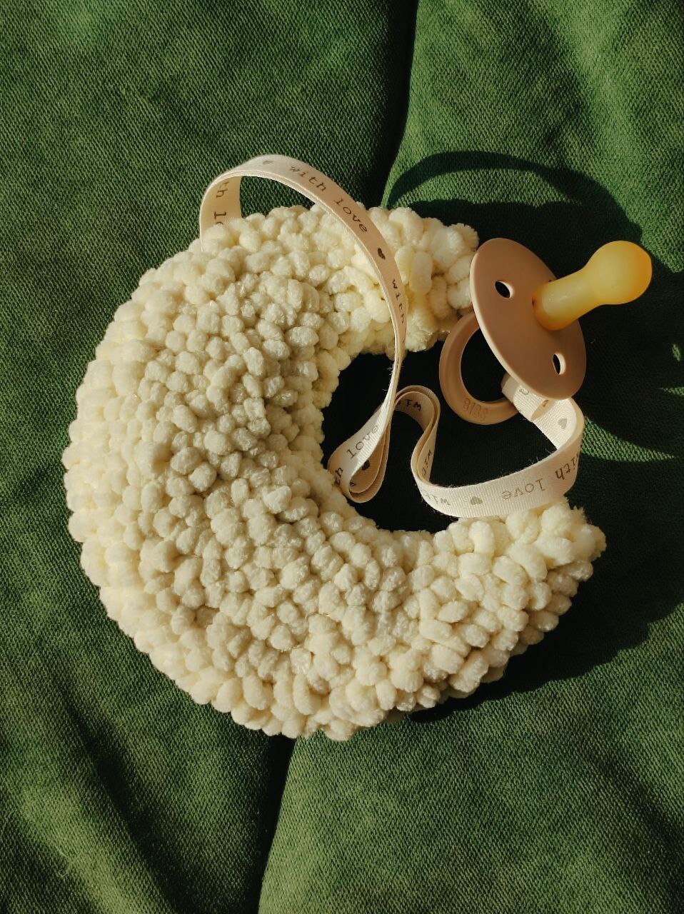 Cozy Vanilla Holder-moon for Baby Pacifier Dummy Punchneedle Newborn ...