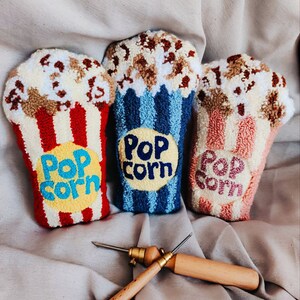 POP CORN TOY Two New Colours Pink and Blue Fluffy Punch Needle Popcorn ...