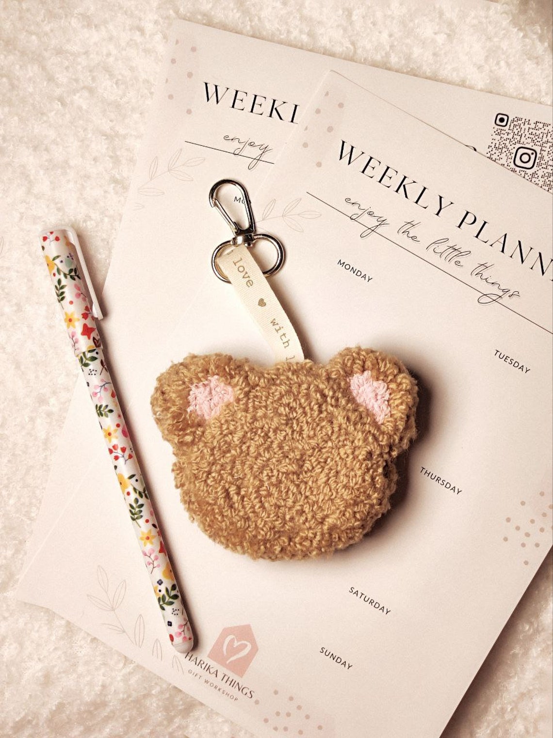 Cute Teddy Bear Keychains Handmade Valentine's Day Gift for Her ...