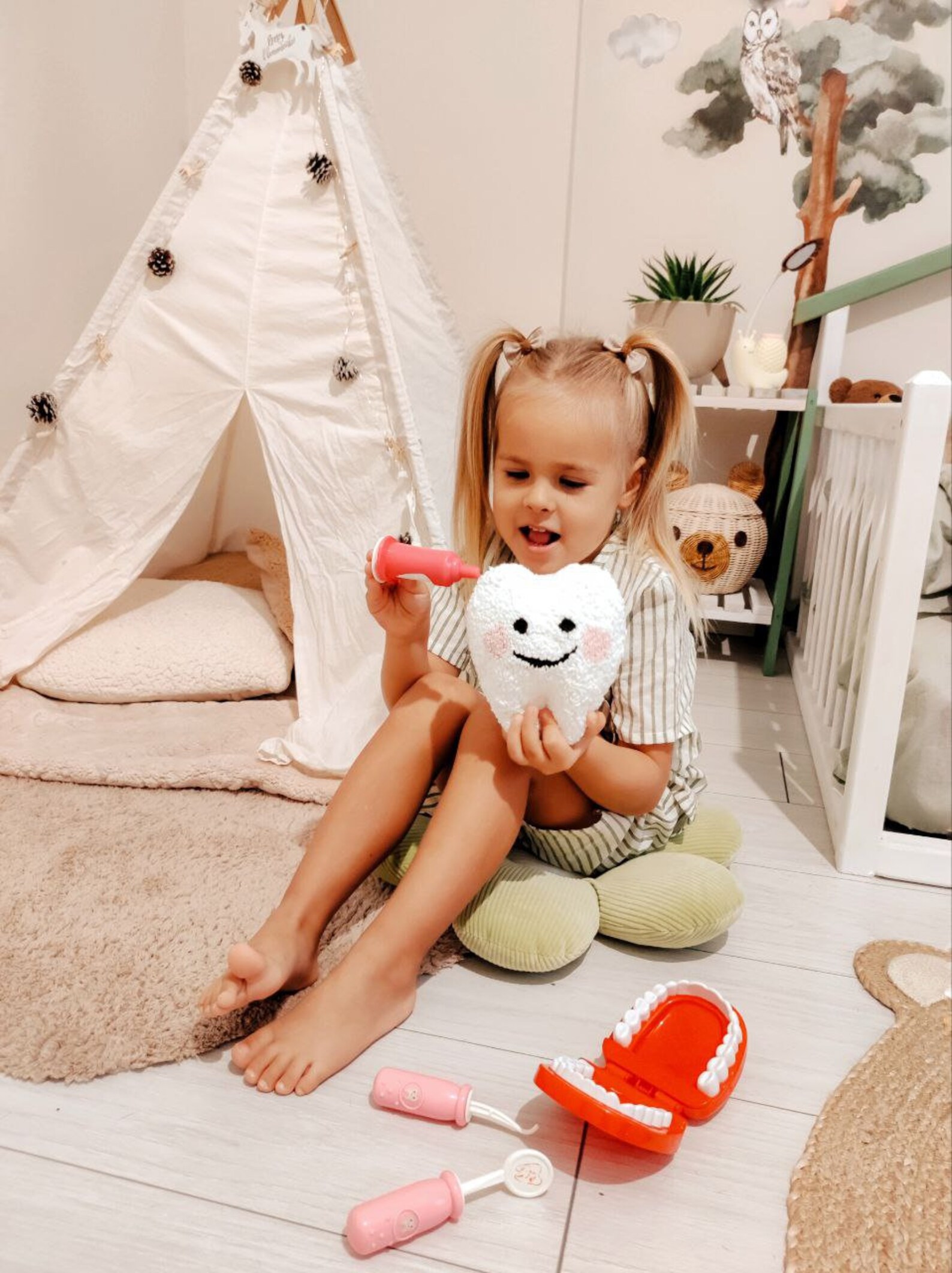 Plush Tooth Toy Cute Handwork ,holder for Baby Pacifier , Waiting for ...