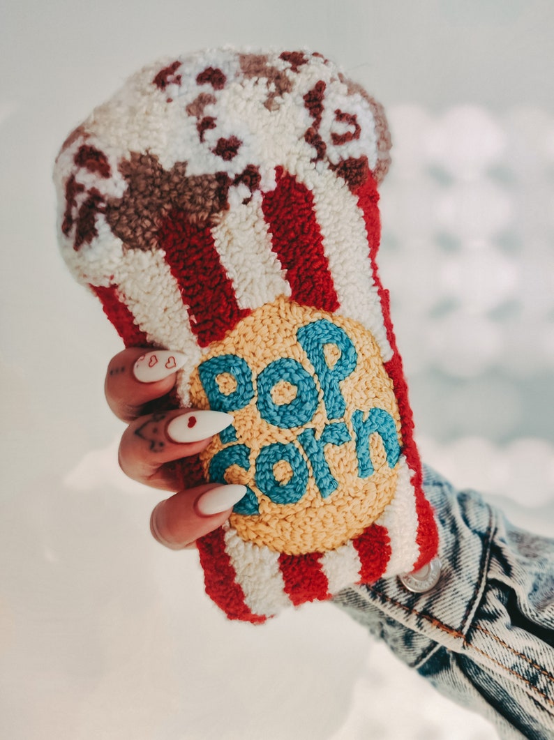 POP CORN TOY Two New Colours Pink and Blue Fluffy Punch Needle Popcorn ...