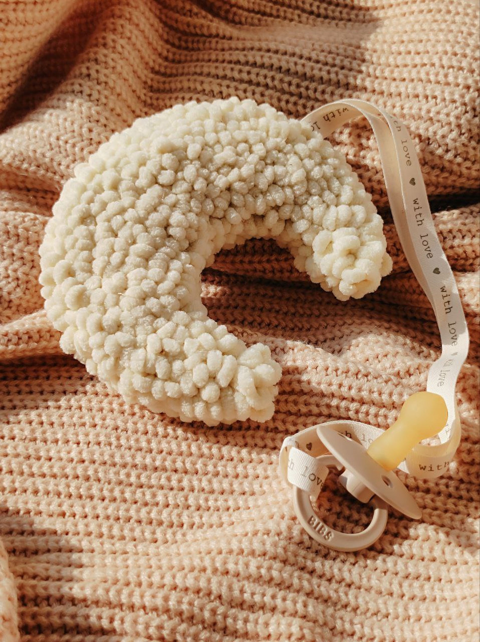Cozy Vanilla Holder-moon for Baby Pacifier Dummy Punchneedle Newborn ...