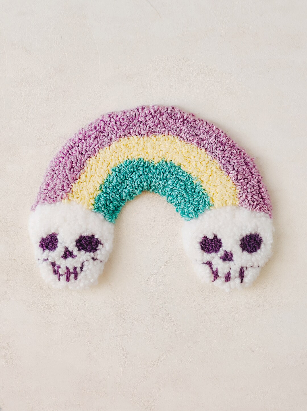 Cute Halloween Wall Hanging Rainbow With Skull Punchneedle Craft Decor ...